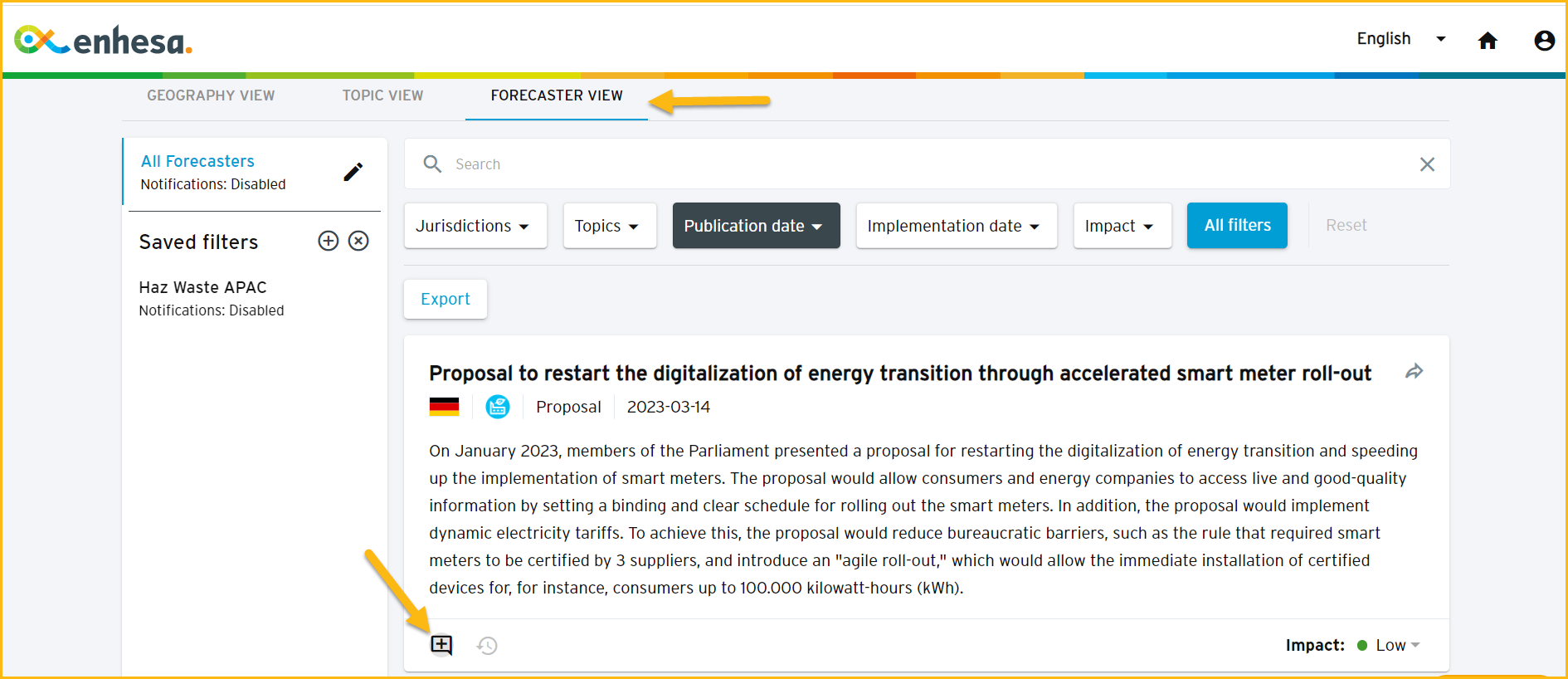 Commenting in Regulatory Forecaster – Enhesa