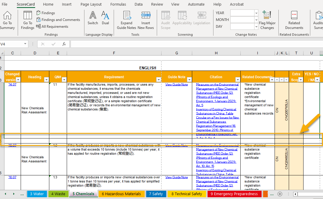 Insert new rows on a Scorecard – Enhesa