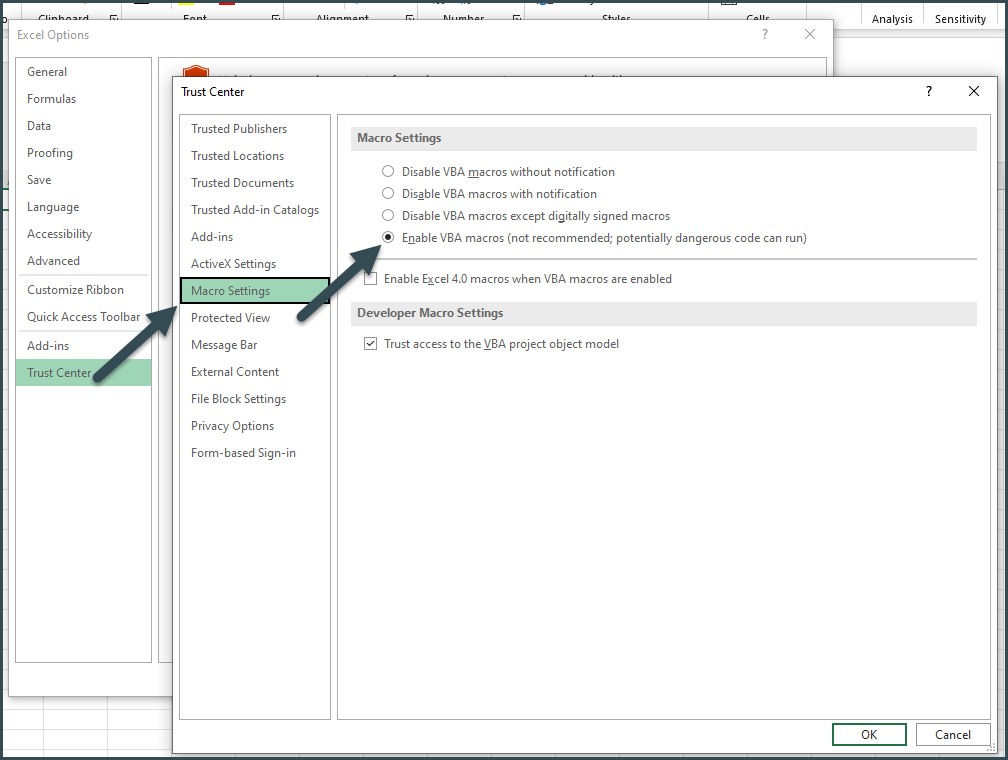Aligning Excel Security Settings to Enable ScoreCard Features – Enhesa